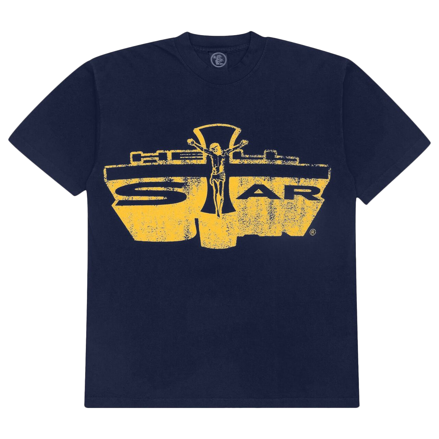 HELLSTAR Jesus Emblem Tee 'Navy / Gold' - True to Sole