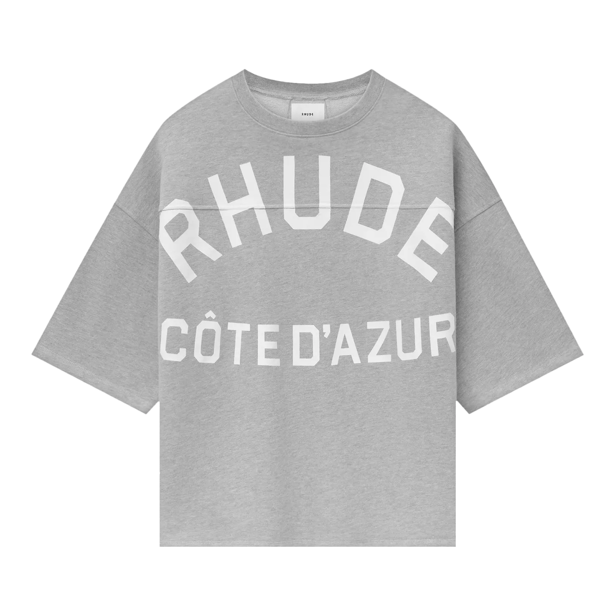 Rhude Cote D’Azur Mid-Sleeve Boxy Tee Heather Grey - True to Sole